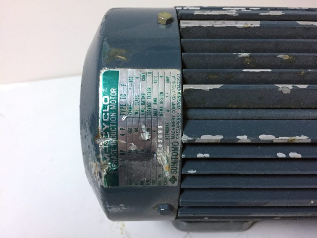 Sumitomo SM-Cyclo 3 Phase Induction Motor 3/4 HP • New Era Systems